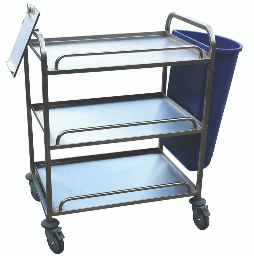 3 Tier Flat Shelf Stainless Steel Trolley With Bin (SSET2) - Norseman ...